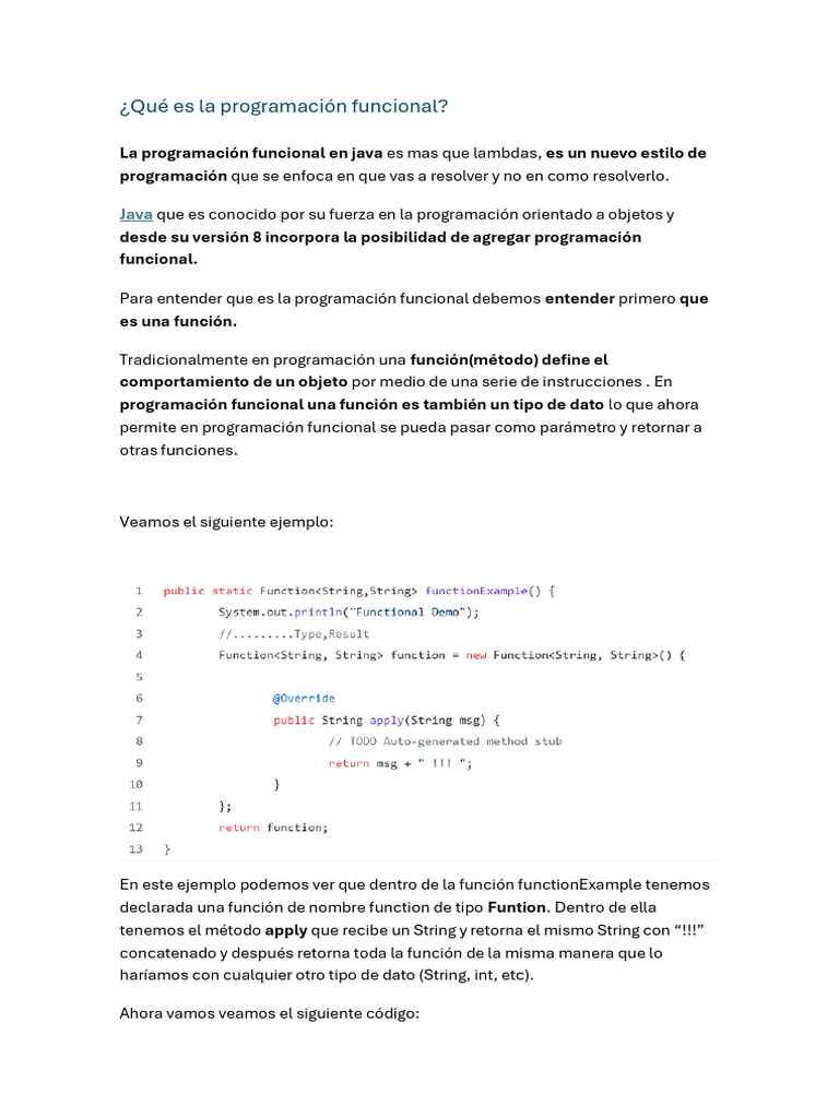 Programacion Funcional | PDF | Función anónima | Java (lenguaje de programación)