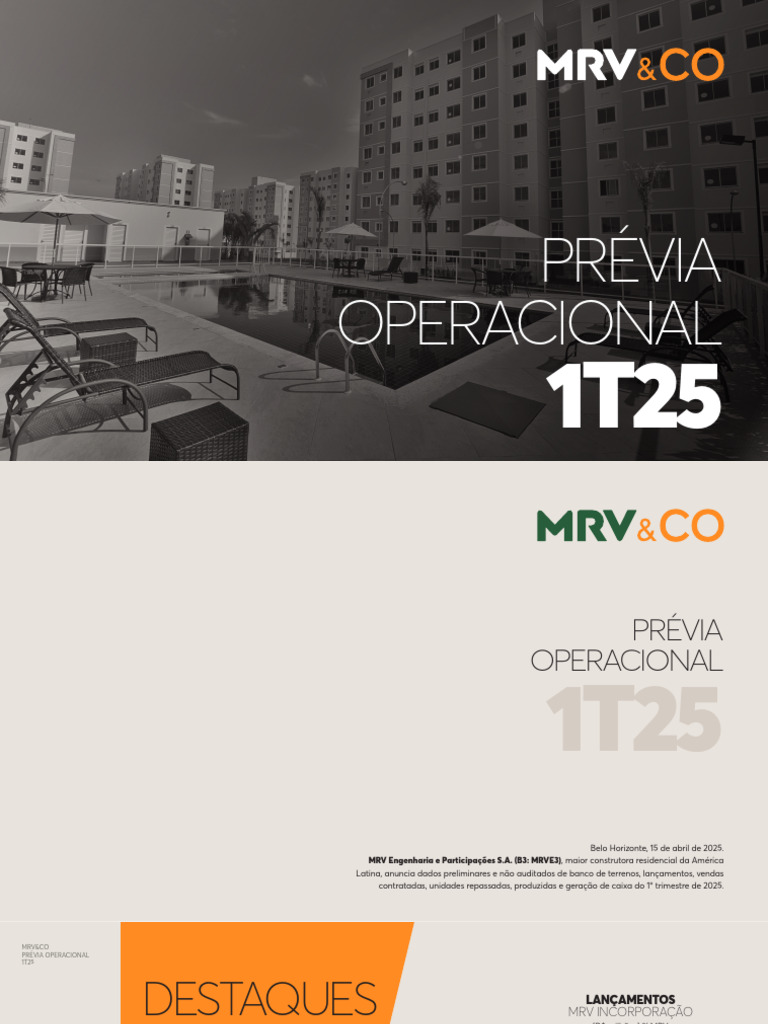 Desempenho da MRV no 1T25 | PDF