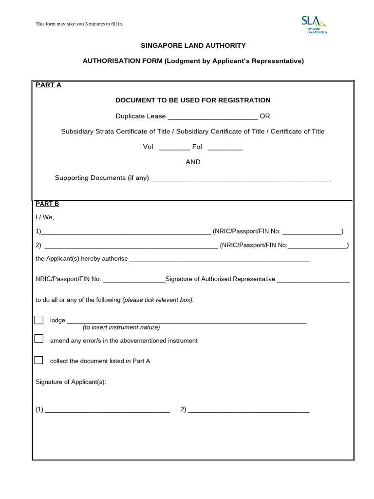 SLA-Rep Authorisation Form | PDF