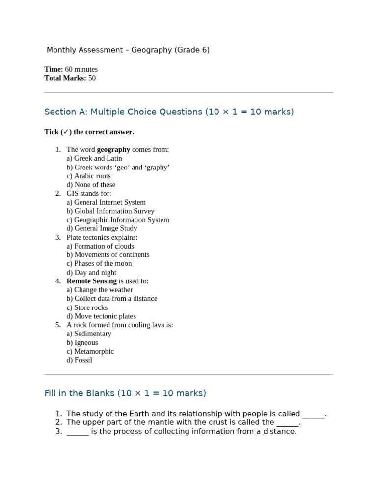 Geography 6th | PDF