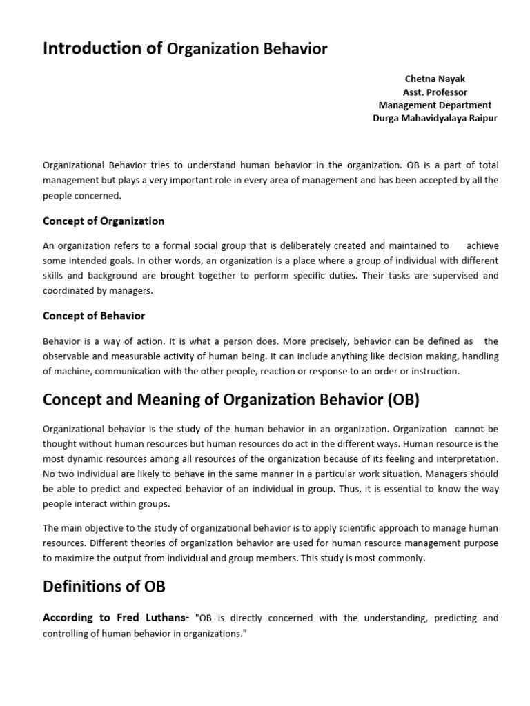 Concept and Meaning of Organization | PDF | Organizational Behavior ...