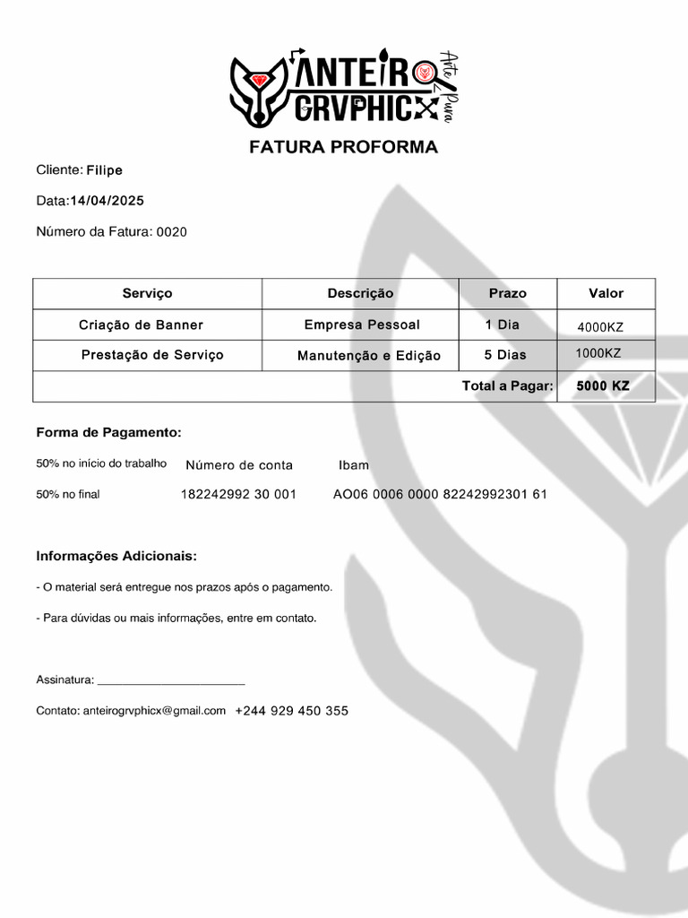 Fatura - Proforma Filipe | PDF