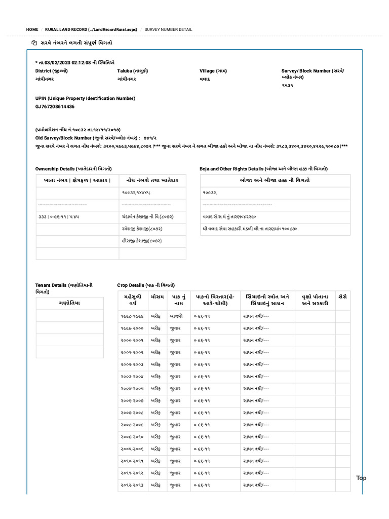 Home Rural Land Record (../landrecordrural - Aspx) : Survey Number ...