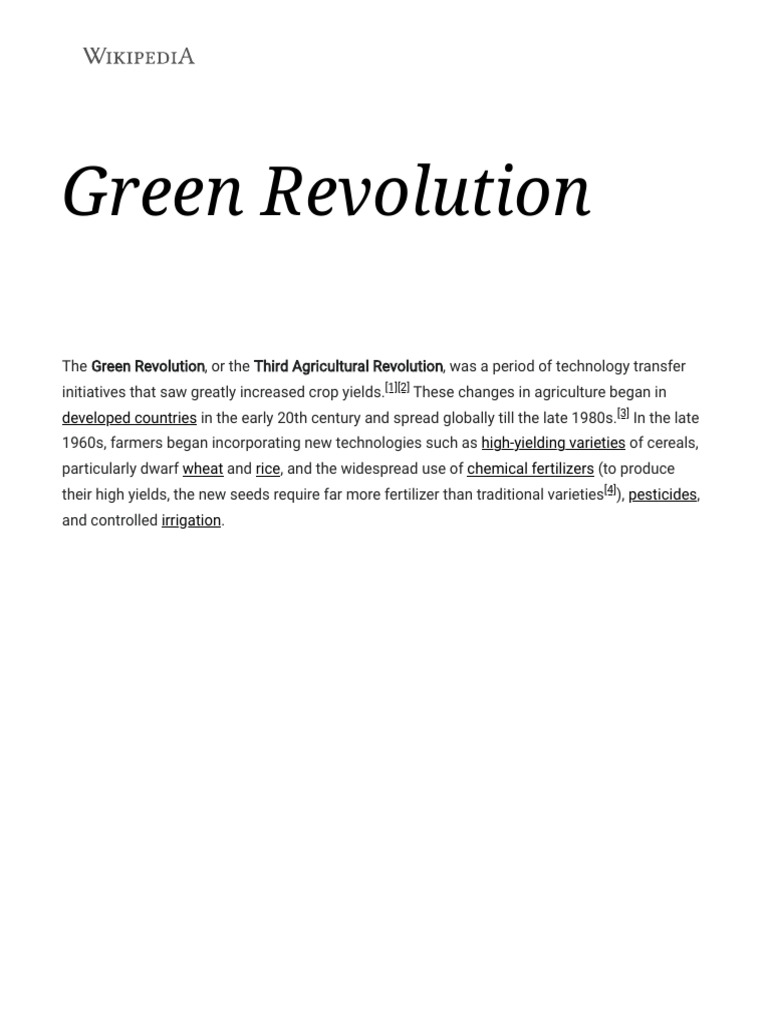 Green Revolution - Wikipedia | PDF | Green Revolution | Agriculture