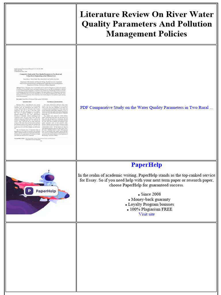Literature Review On River Water Quality Parameters and Pollution ...