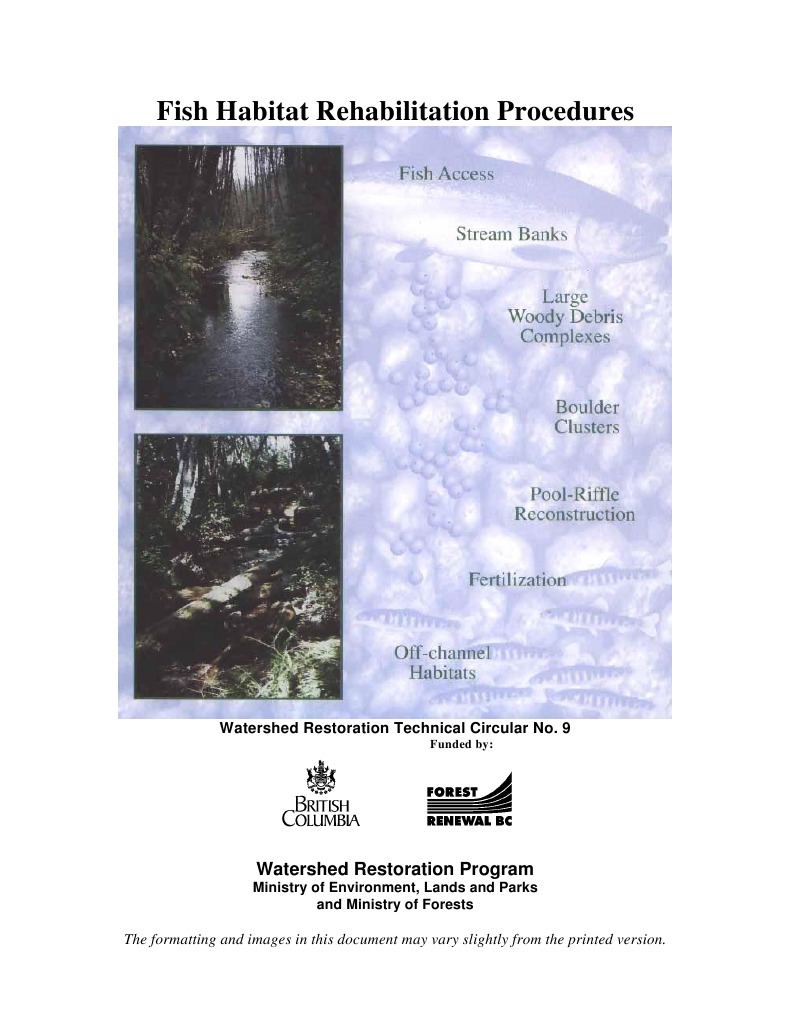 Fish Habitat Rehabilitation Procedures | PDF | Salmon | Riparian Zone