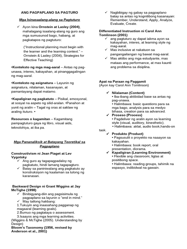 Ang Pagpaplano Sa Pagturo | PDF