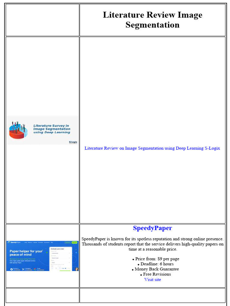 Literature Review Image Segmentation | PDF | Image Segmentation | Cluster Analysis