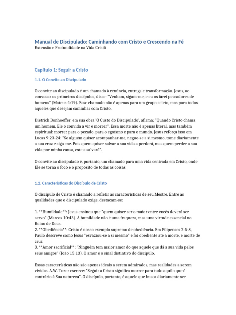 Manual de Discipulado Cap4 | PDF | Jesus | Discípulo (cristianismo)