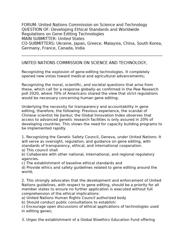 Genetic Editing Resolution Revised | PDF | Genetic Engineering | Bioethics