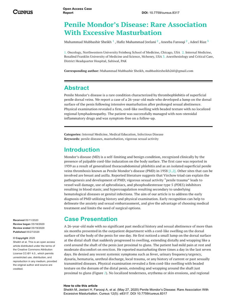 Penile Mondors Disease Rare Association With Exce | PDF | Medical ...