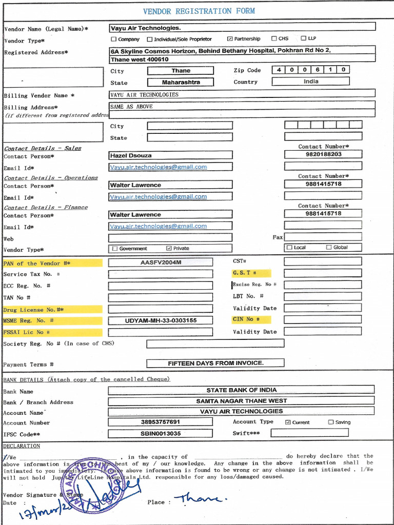 Vendor Registration Thane 2025 | PDF