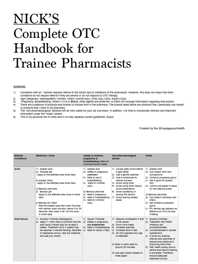 OTC Guidelines for Trainee Pharmacists | PDF | Diarrhea | Clinical Medicine