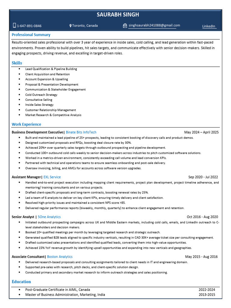 Saurabh Singh Resume-6 Reference | PDF | Sales | Business