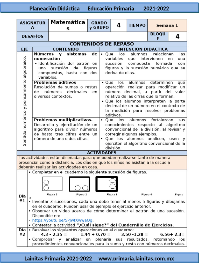 Abril - 4to Grado Matemáticas (2021-2022) | PDF | Matemáticas