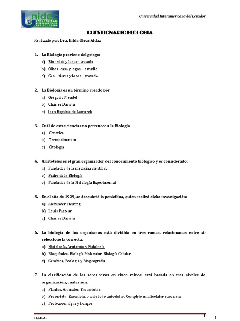 Cuestionario de Biologia | PDF | Citoplasma | Dominancia (Genética)