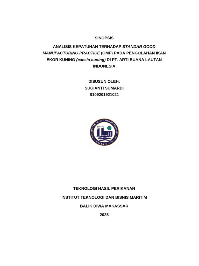 Kepatuhan GMP pada Pengolahan Ikan Ekor Kuning | PDF