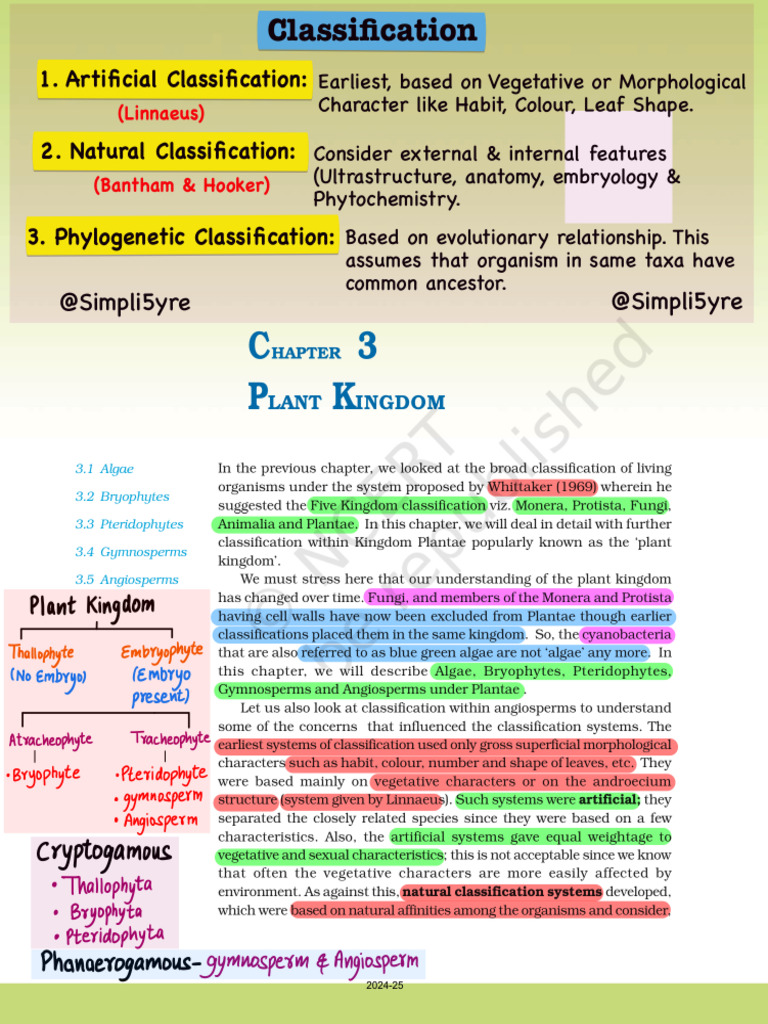 Plant Kingdom NCERT Highlighted | PDF