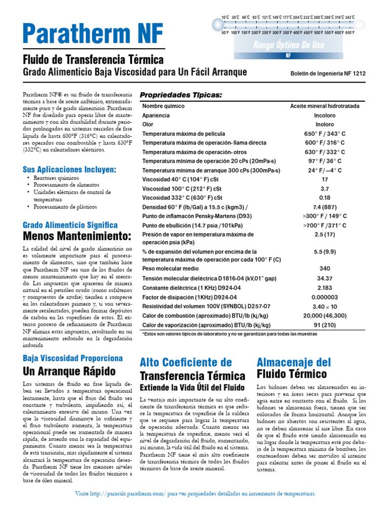 Rango Óptimo Paratherm NF | PDF | Temperatura | Viscosidad