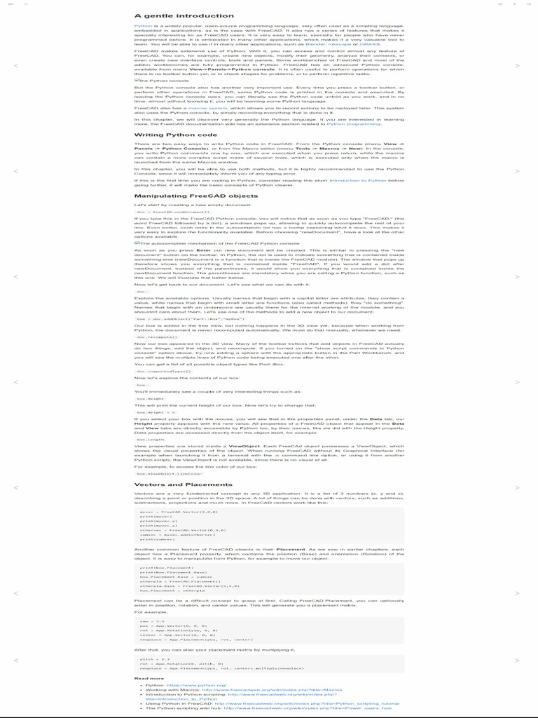 A Gentle Introduction A FreeCAD Manual | PDF | Command Line Interface | Computing