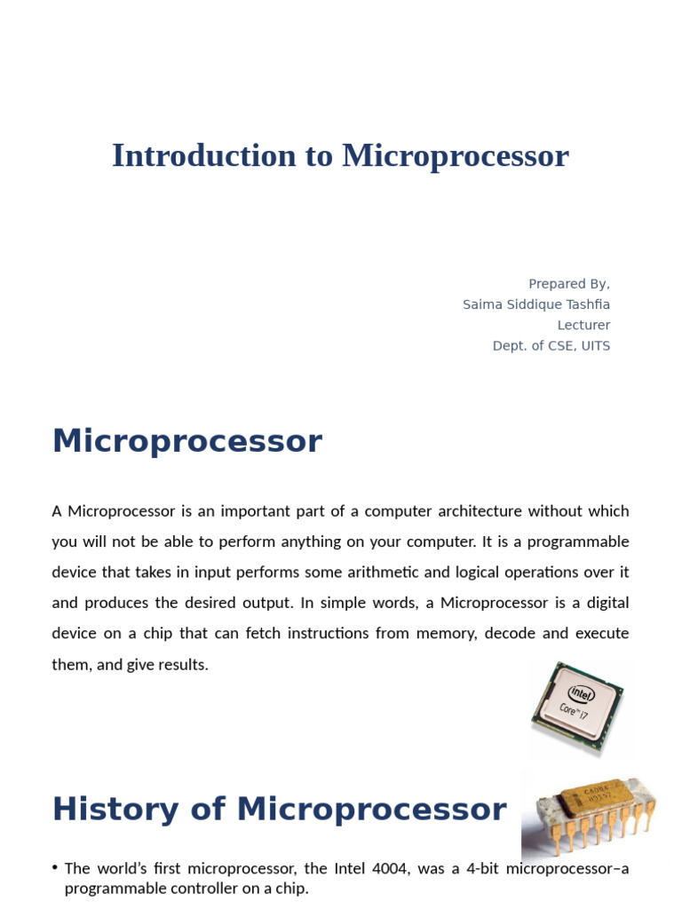 Lec-01 Introduction To Microprocessor | PDF | Central Processing Unit | Microcontroller