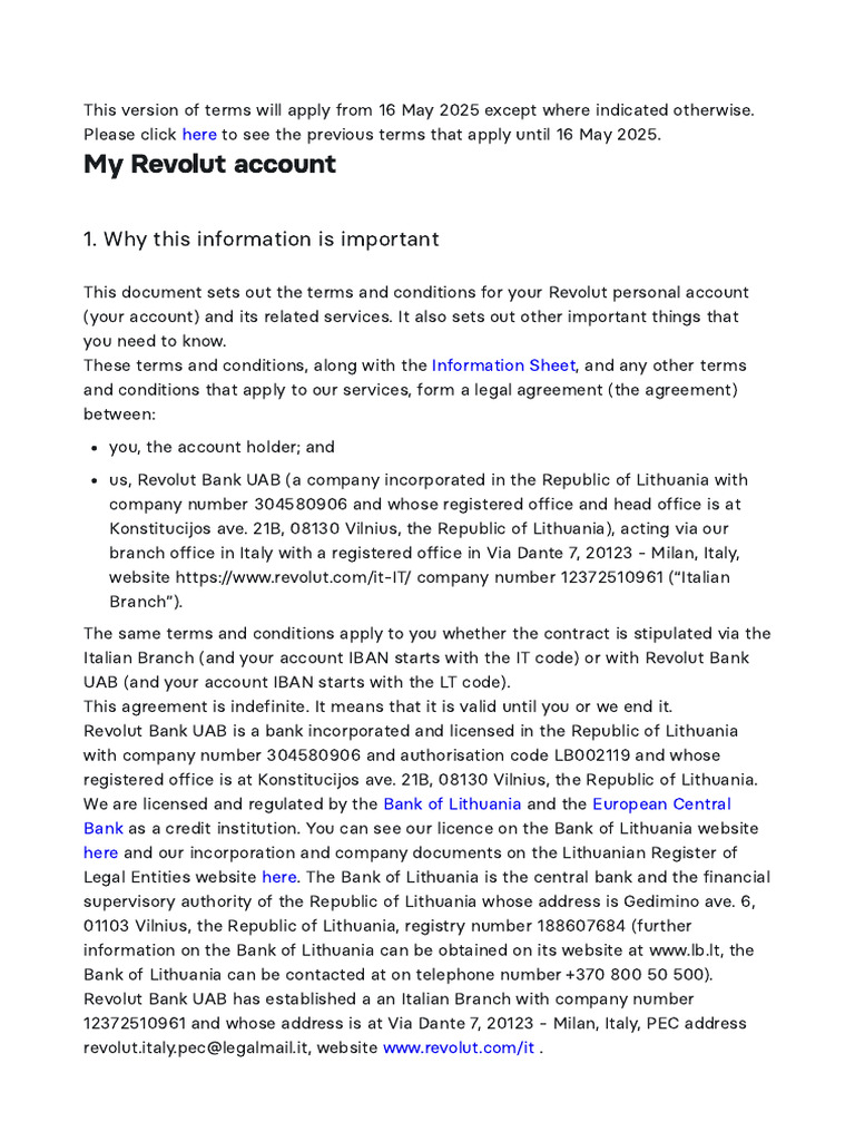 My Revolut Account: 1. Why This Information Is Important | PDF | Money ...