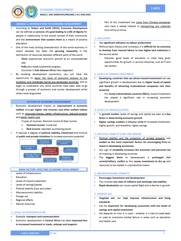 Economic Development Factors Explained | PDF | Economic Growth ...
