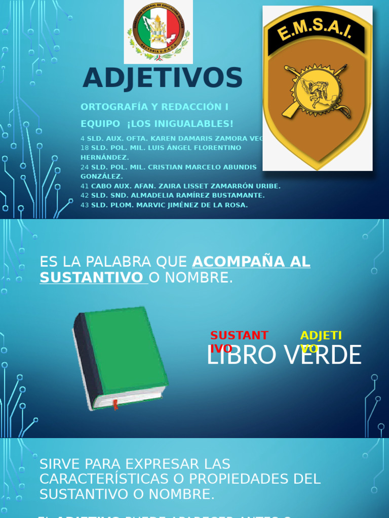 Los Adjetivos Presentación | PDF | Adjetivo | Sustantivo