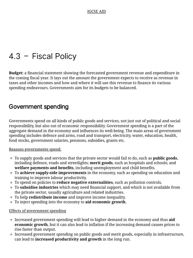 Understanding Fiscal Policy and Government Spending | PDF | Taxes ...