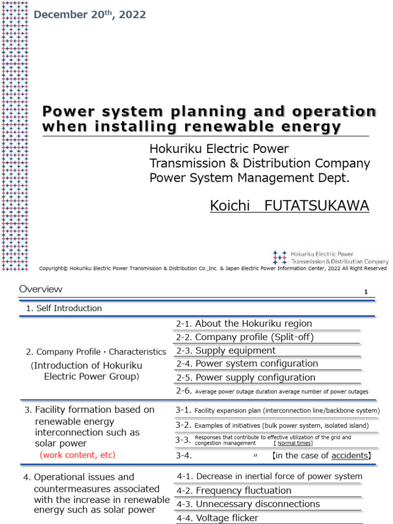 Presentation#1-2 - Power System Planning and Operation When Installing Renewable Energy | PDF ...
