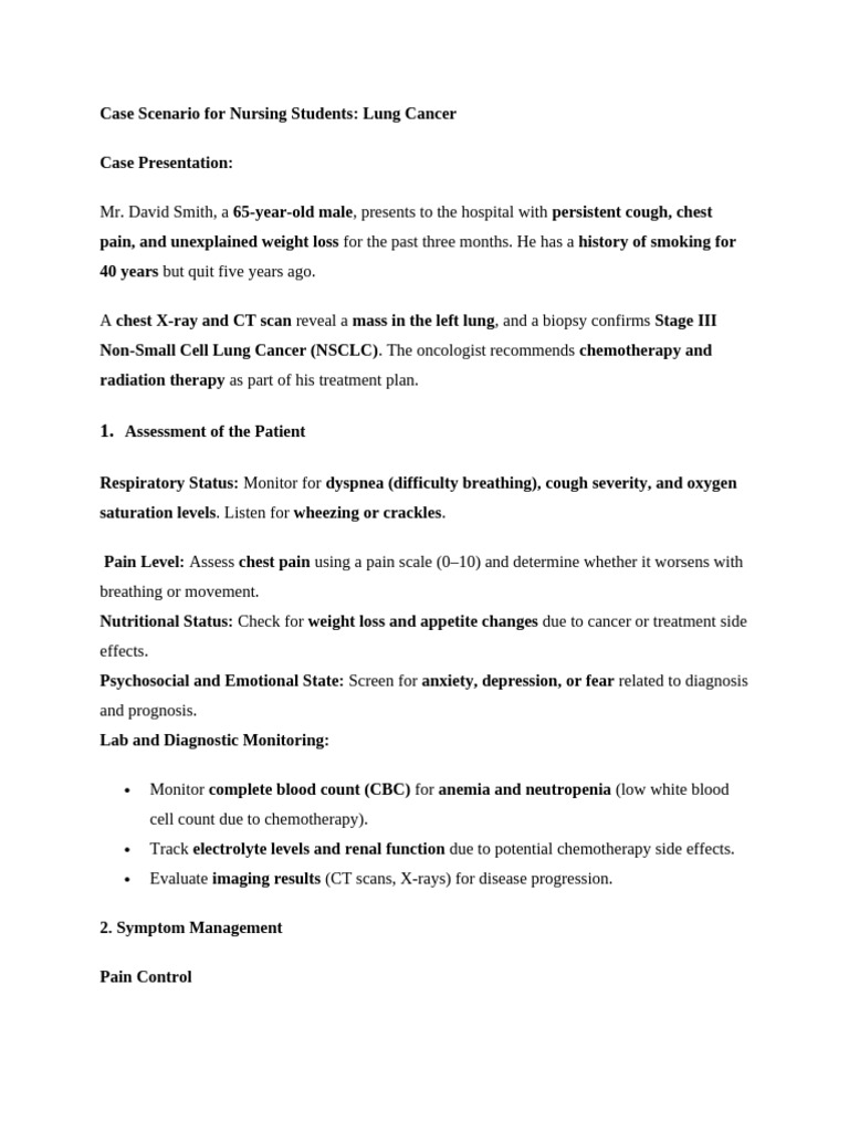Lung Cancer Case Study for Nurses | PDF | Lung Cancer | Cancer