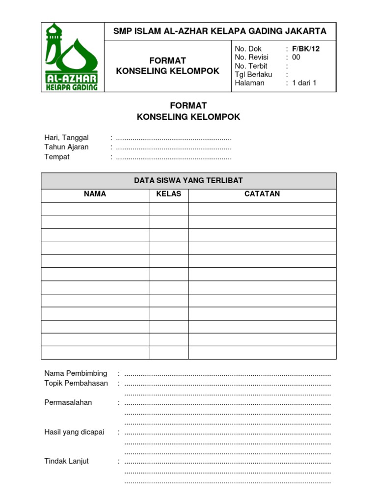 7.12 Format Konseling Kelompok | PDF