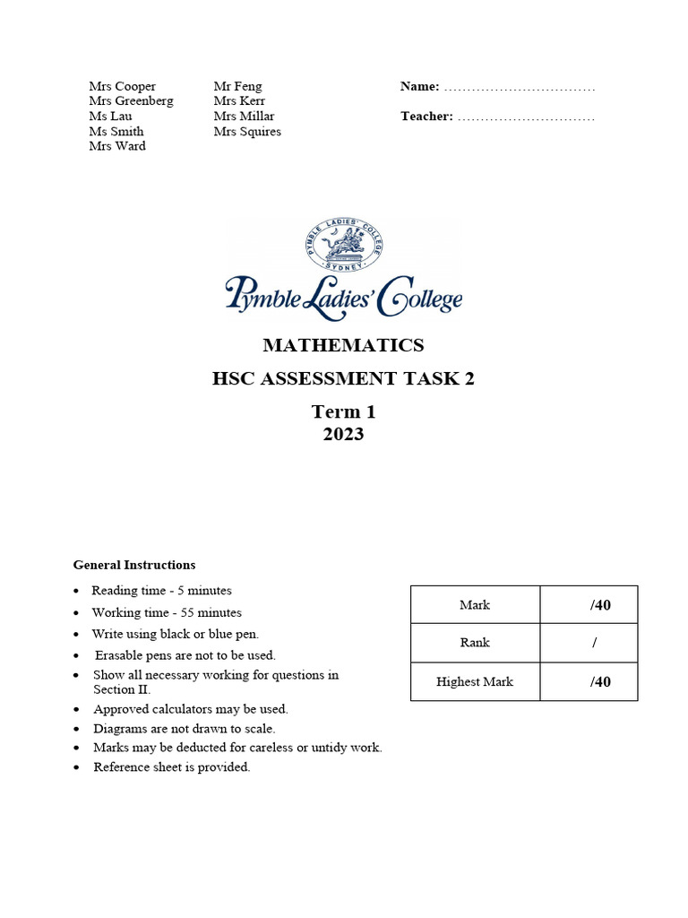 12 Adv Assess Task 2 2023 Final v2 | PDF | Multiple Choice