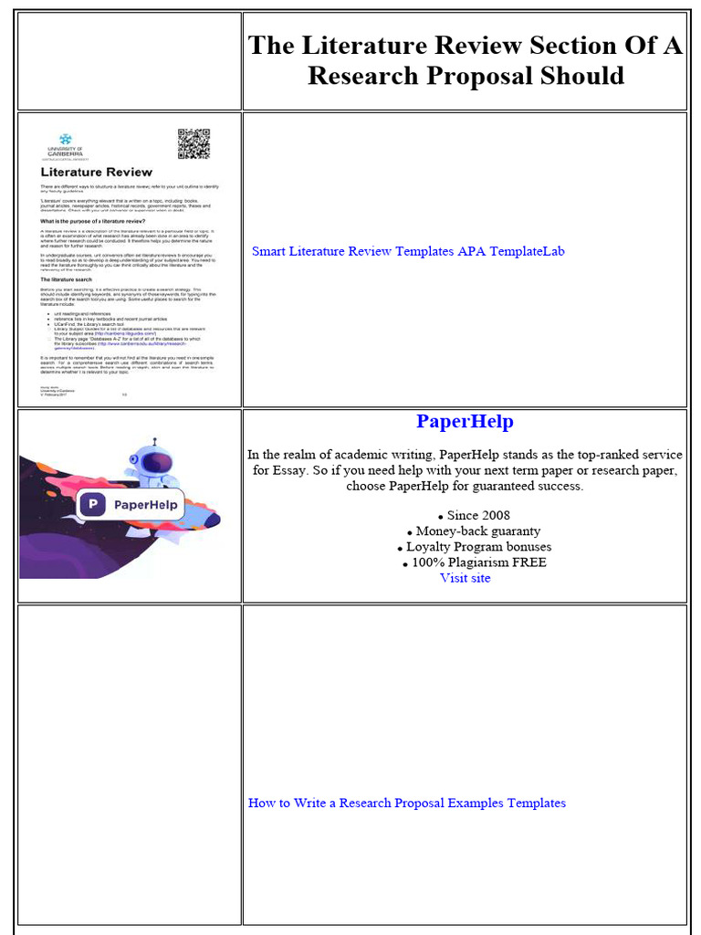 The Literature Review Section of A Research Proposal Should | PDF