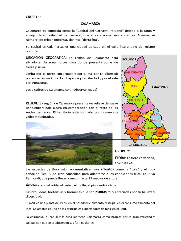 Cajamarca: Altura, Postres y Turismo | PDF | Perú | Postres