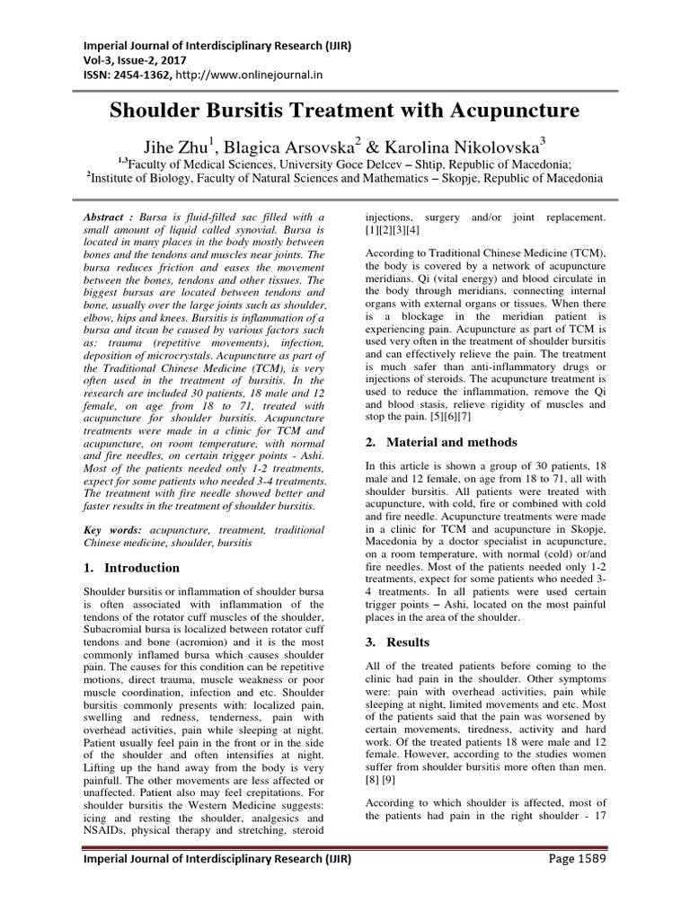 Acupuncture for Shoulder Bursitis Treatment | PDF | Acupuncture ...