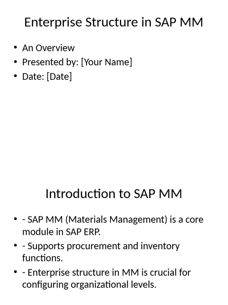Enterprise Structure in SAP MM Overview | PDF