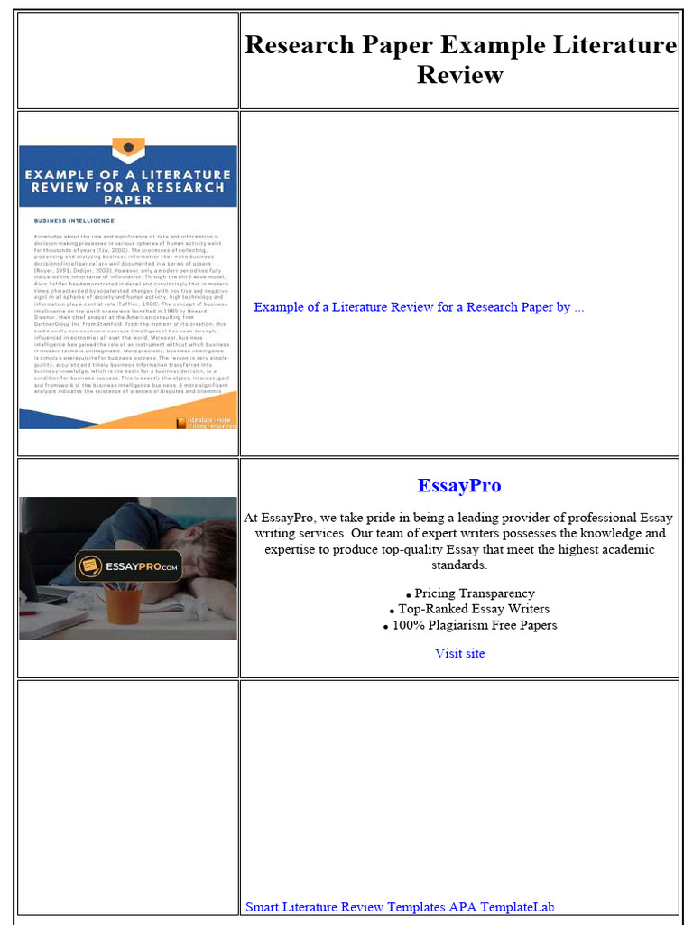 Research Paper Example Literature Review | PDF | Systematic Review ...
