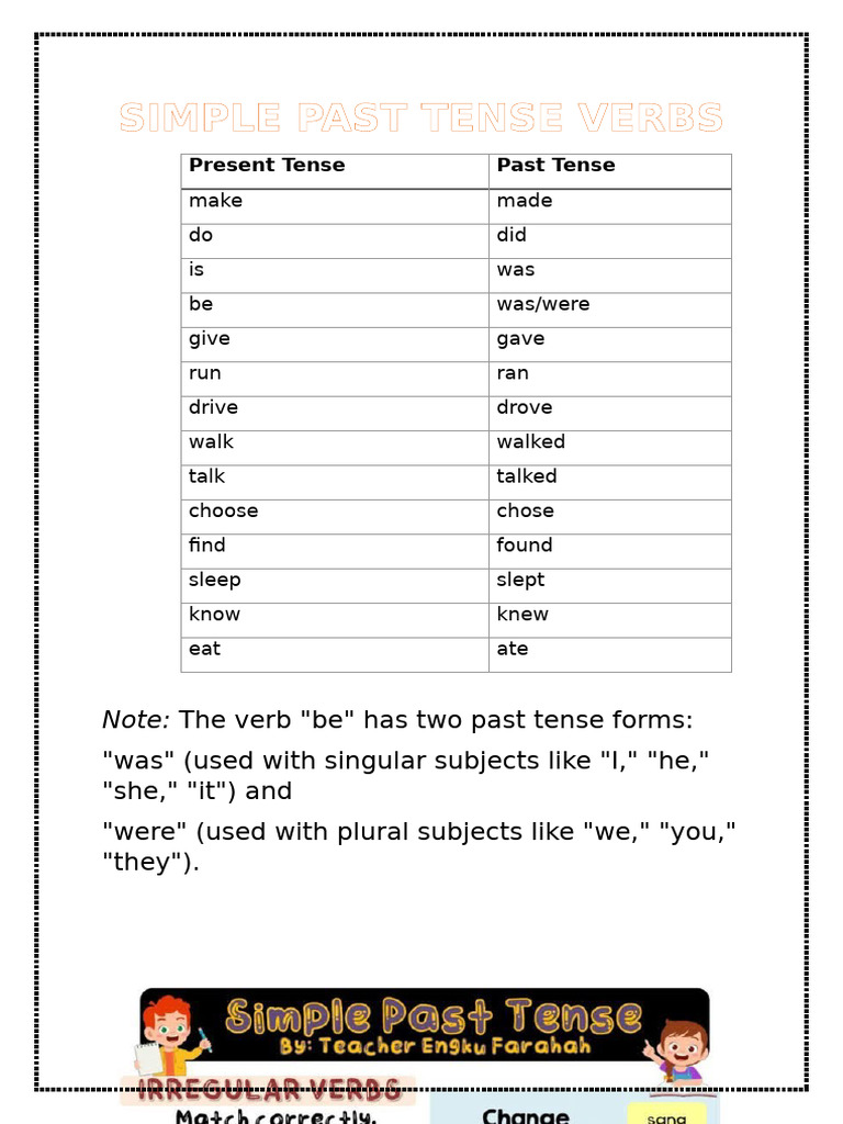 Simple Past Tense Verbs Guide | PDF