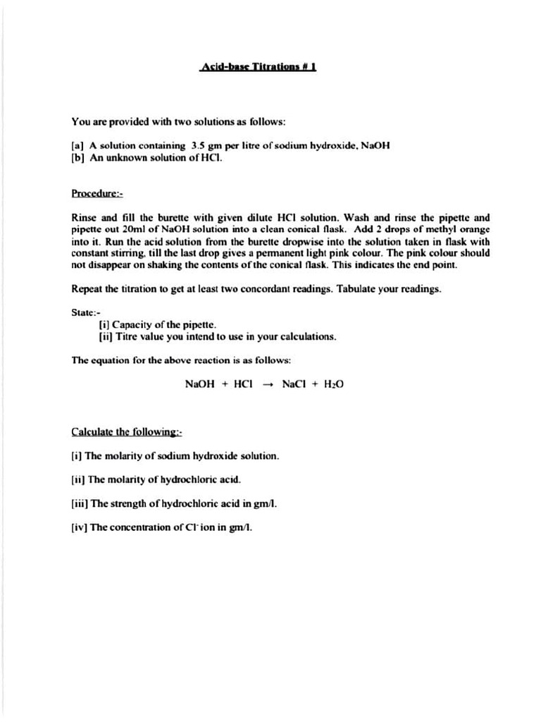 Chemistry Practical | PDF | Sodium Hydroxide | Titration
