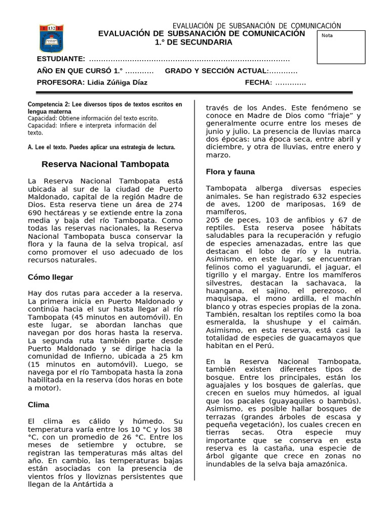 EVALUACIÓN DE SUBSANACIÓN DE COMUNICACIÓN 1. TLM 2024 | PDF