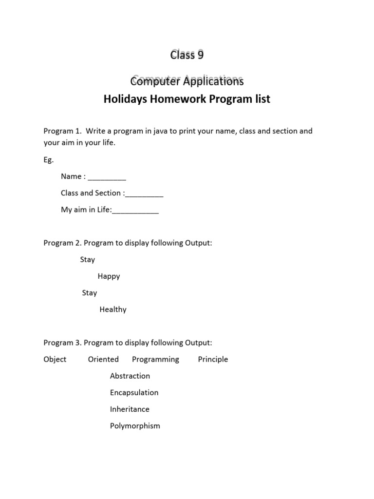 Class 9 HHW NEW | PDF