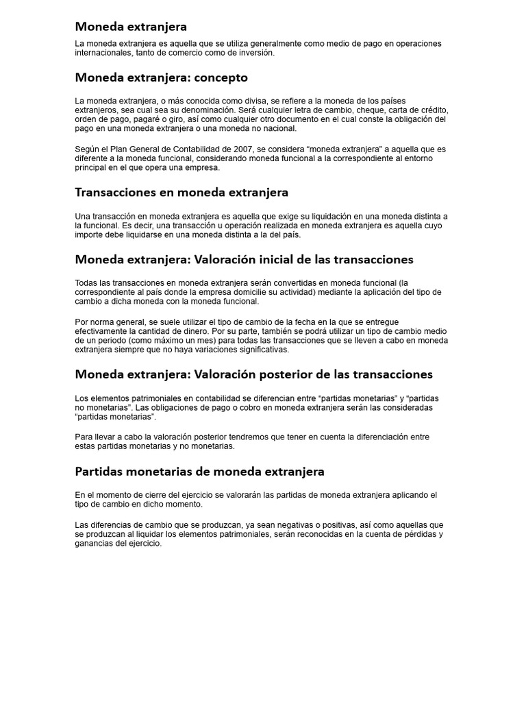 Guía sobre moneda extranjera y transacciones | PDF | Moneda | Tipo de ...