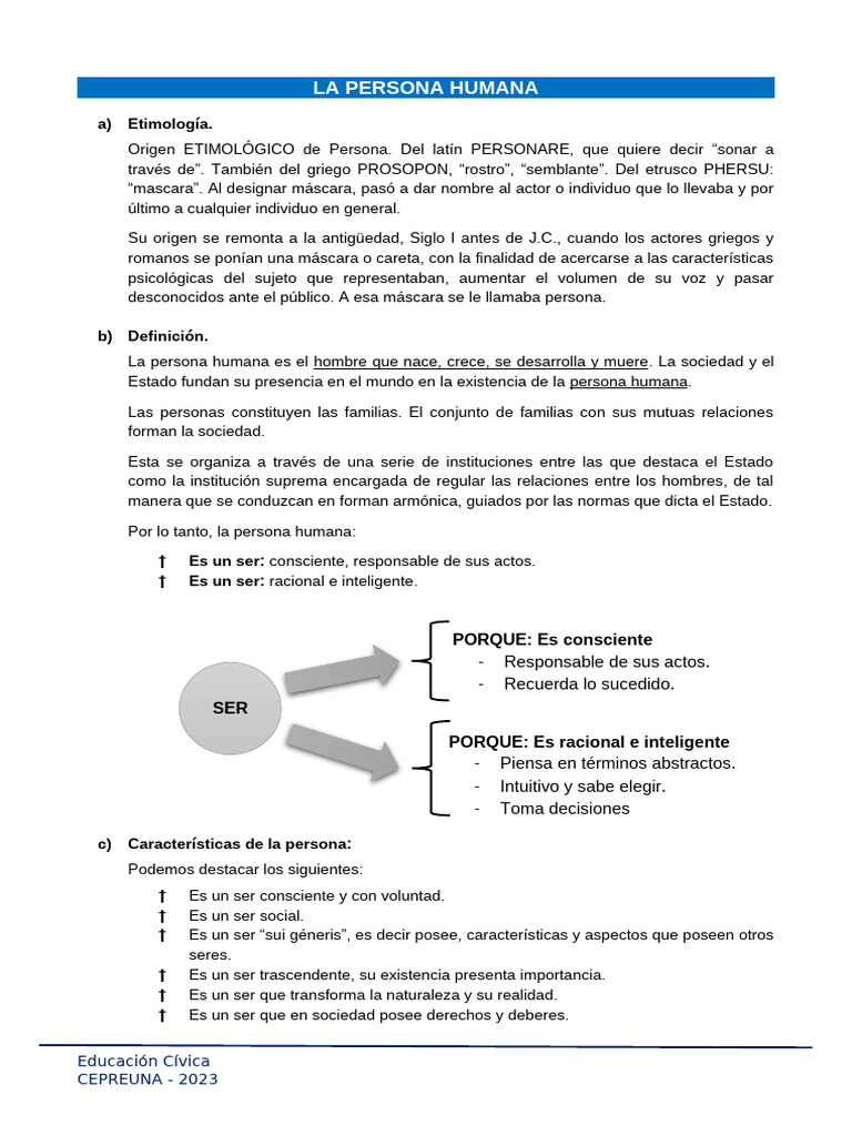 Definición y características de la persona humana | PDF