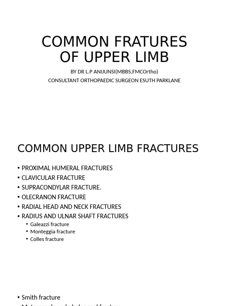 Common Fratures of Upper Limb | PDF | Elbow | Limbs (Anatomy)