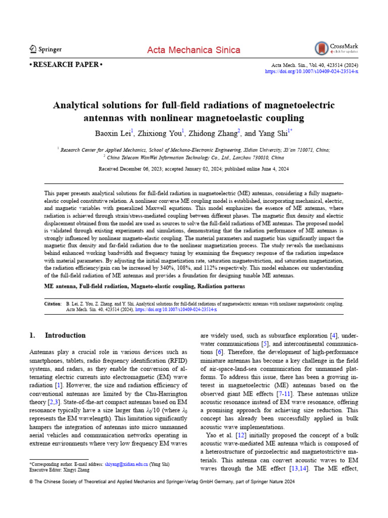 Magnetoelectric Antennas: Nonlinear Radiation Solutions | PDF | Antenna ...