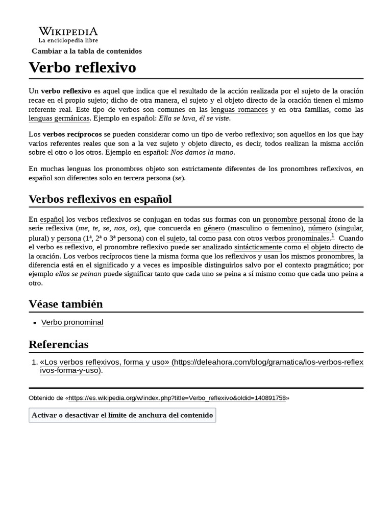 Verbos Reflexivos en Español: Definición y Uso | PDF