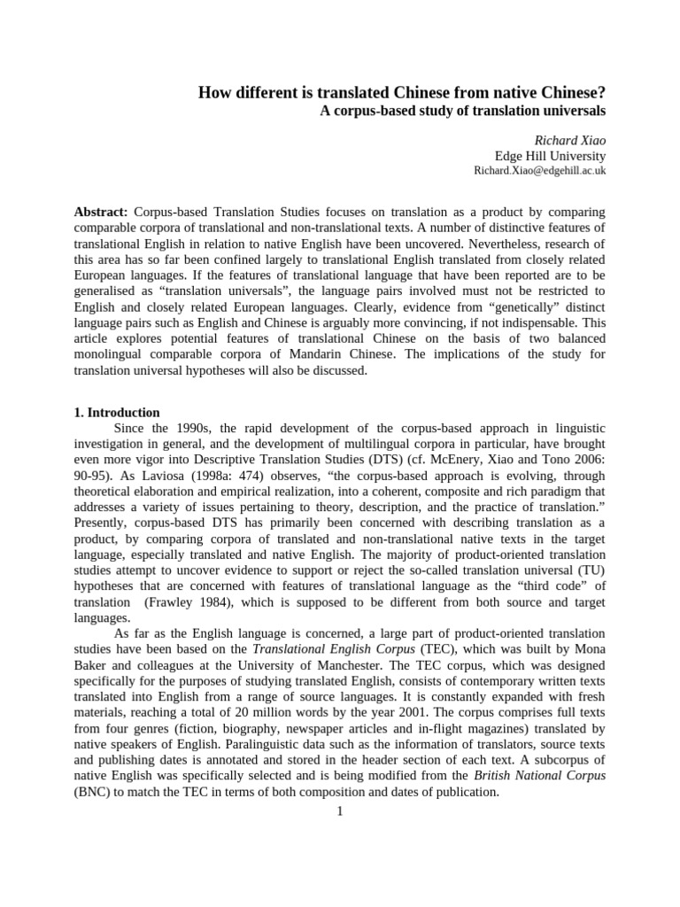 Features of Translational Chinese Explained | PDF | Xml | Translations