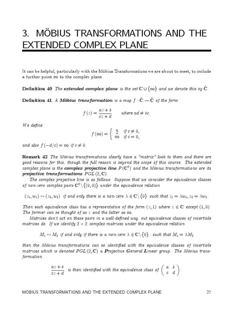 Mobius Transformation | PDF | Angle | Matrix (Mathematics)