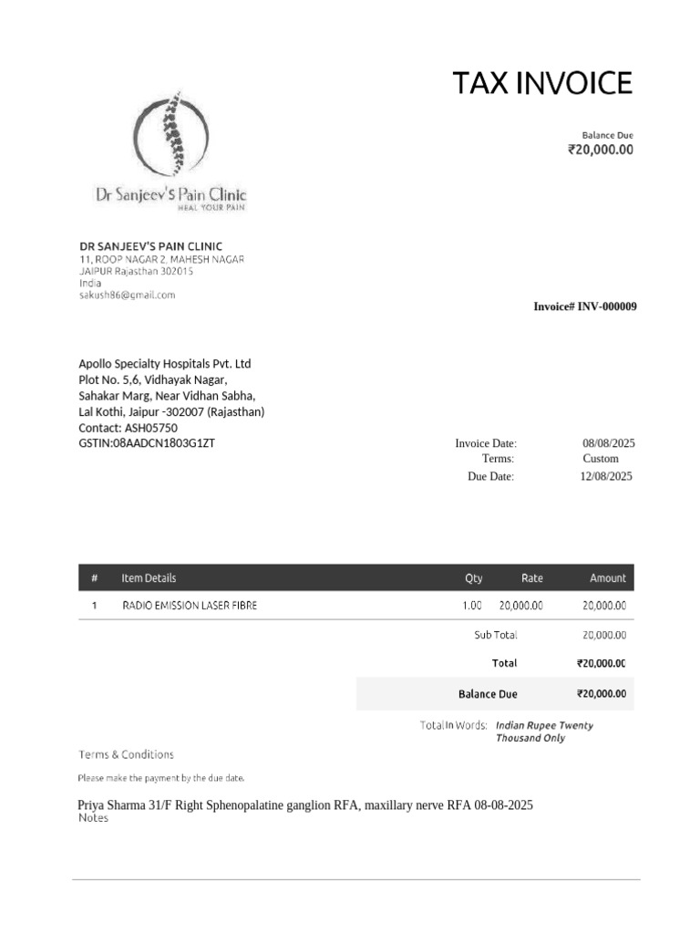 Invoice Laser Fibre Priya Sharma | PDF